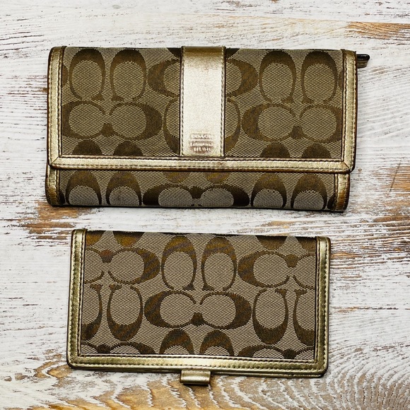 Coach | Bags | Coach Womens Wallets Set Of 2 Wallet Checkbook Bag Brown ...